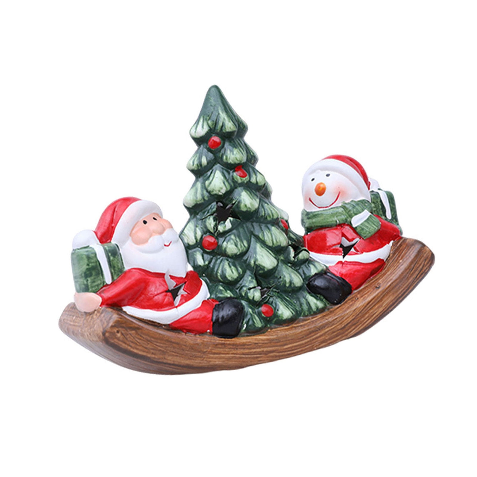 Ceramic Santa Christmas Tree on Boats LED Nightlight Holiday Tabletop ...