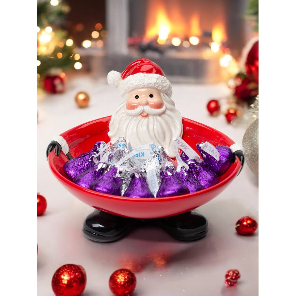 "Ceramic Santa Claus Candy Bowl, Christmas Home & Kitchen Decor, Size ...