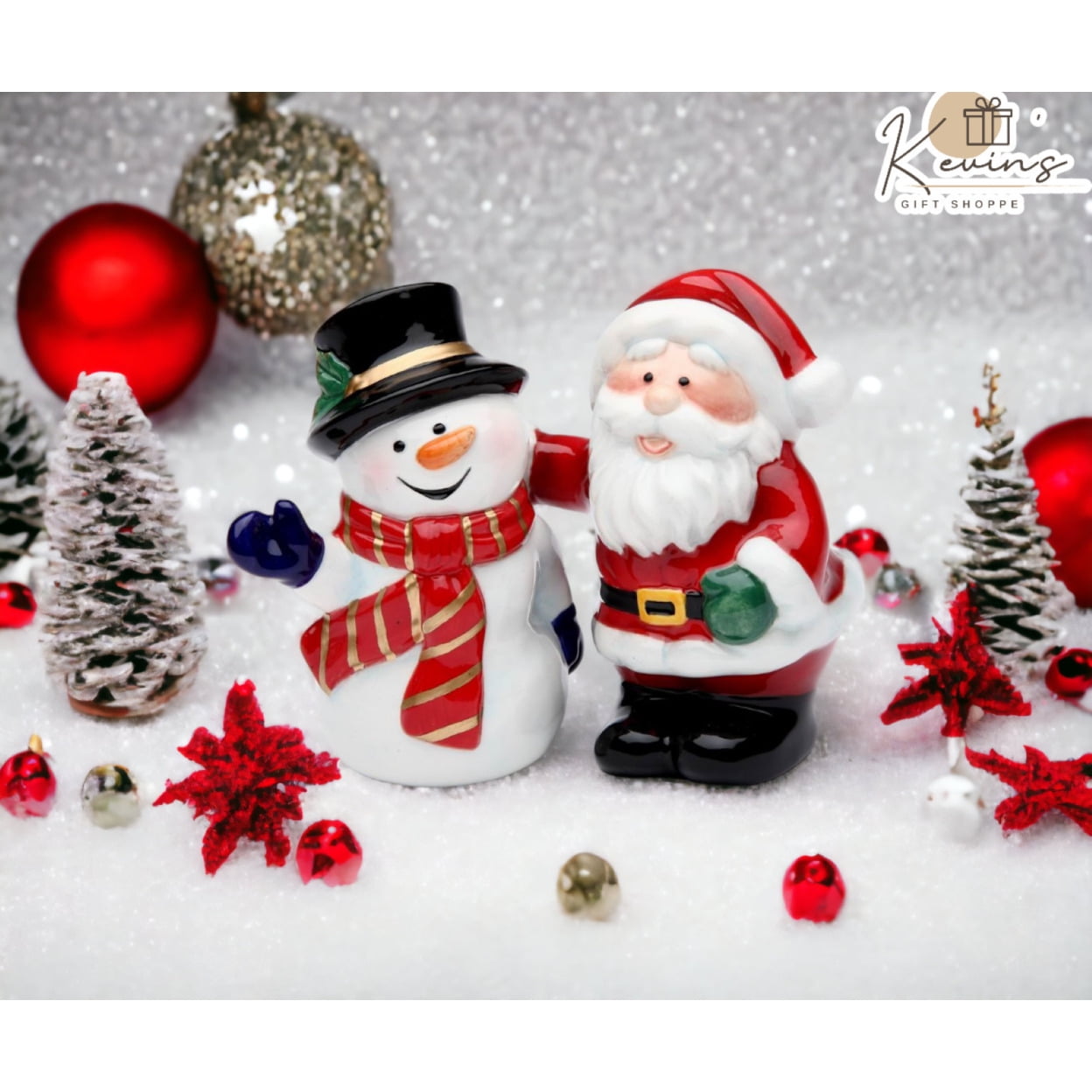 Ceramic Santa Claus Snowman Salt and Pepper Shakers Holiday Decor ...