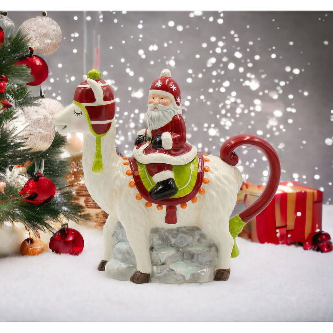 Ceramic Santa Riding Llama Teapot 14 Oz Holiday - Walmart.com