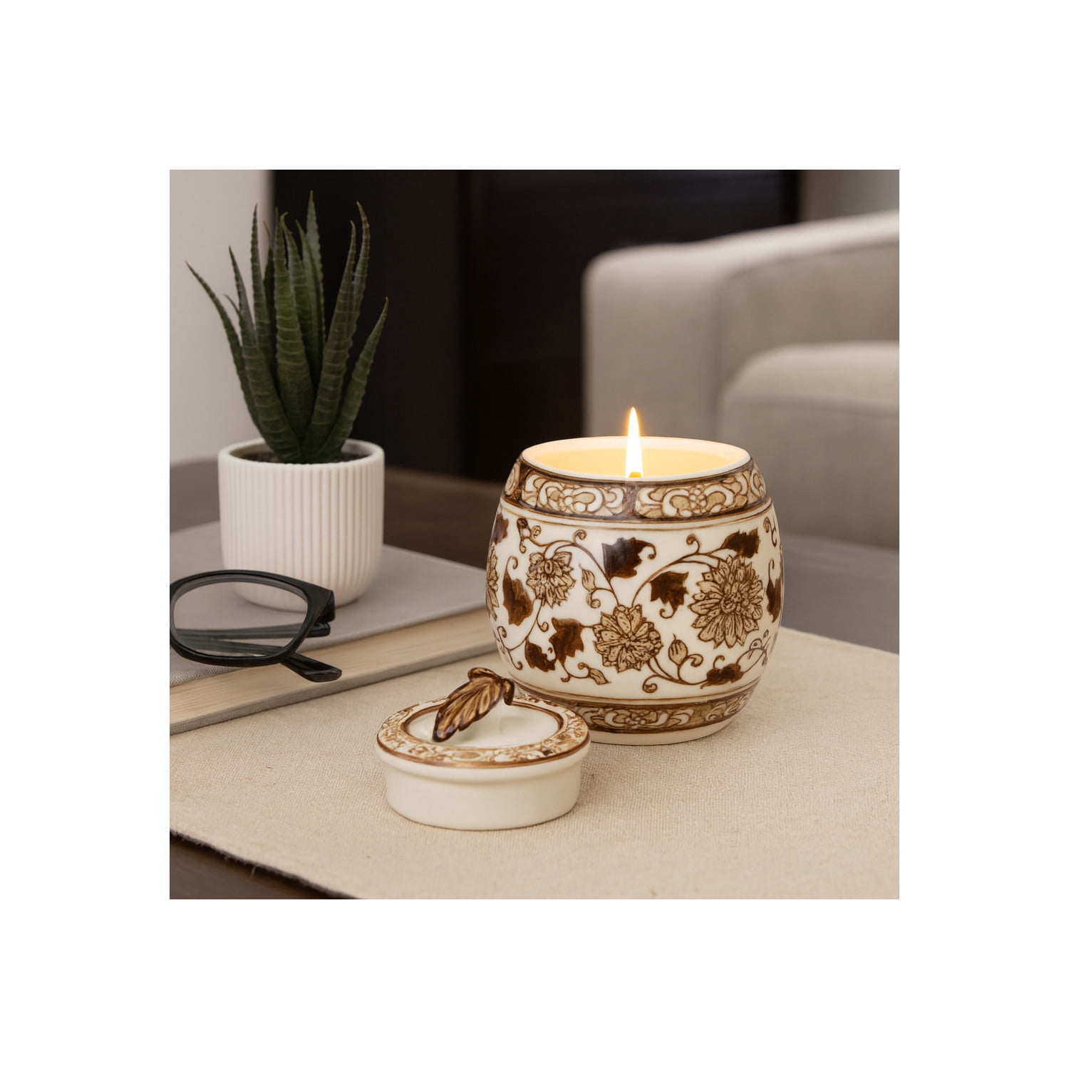 Ceramic Scented Candle with Lid for Home Decor - Pillar and Votive ...