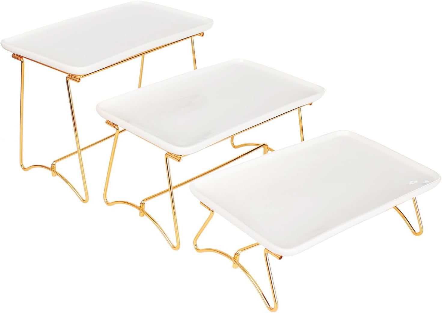 Ceramic Service Tray Collapsible 3 Tiered Tray Stand - Entertainment ...