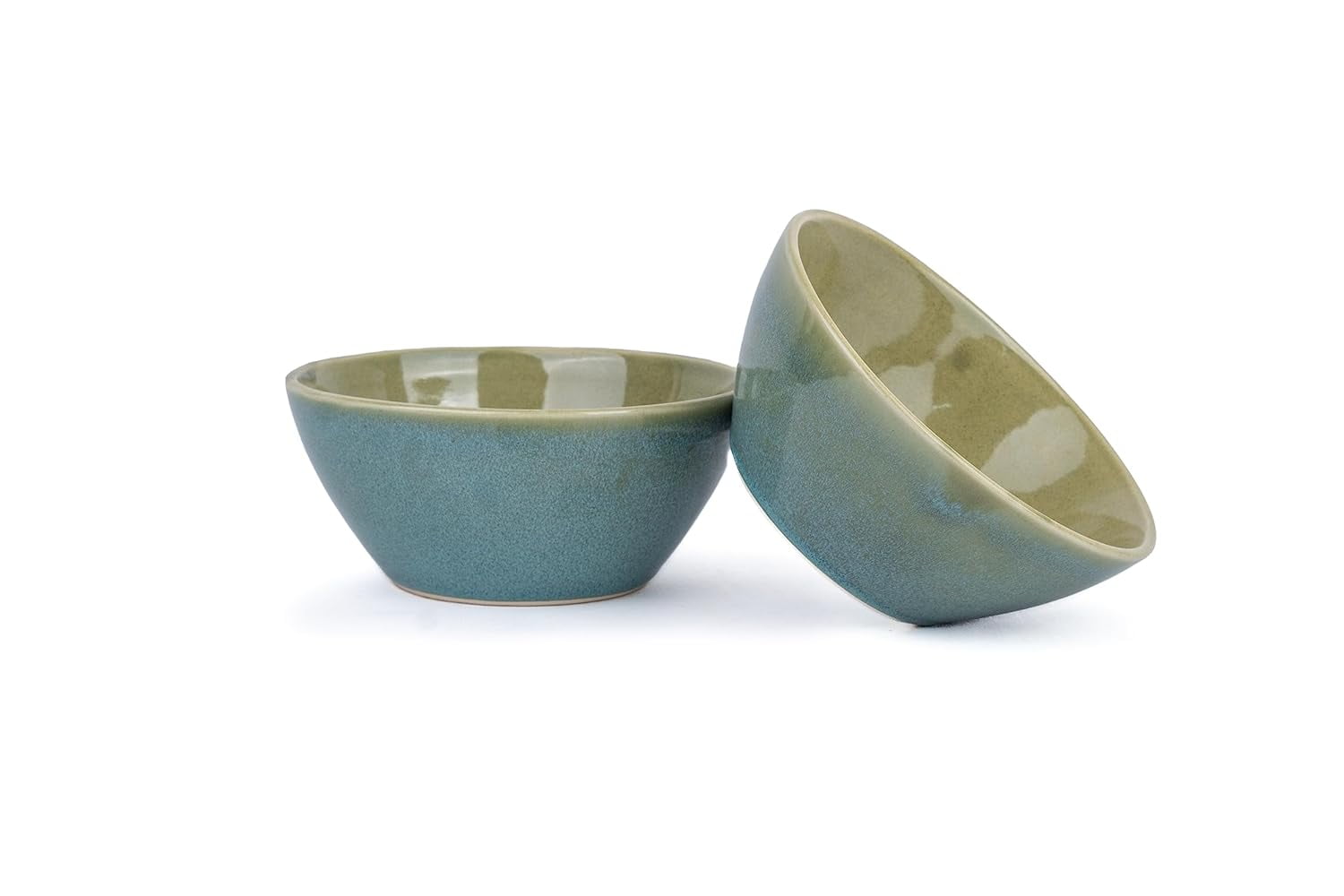 Ceramic Serving Medium Bowls Set Of 2 Pieces - 850ml Each, Green Blue ...