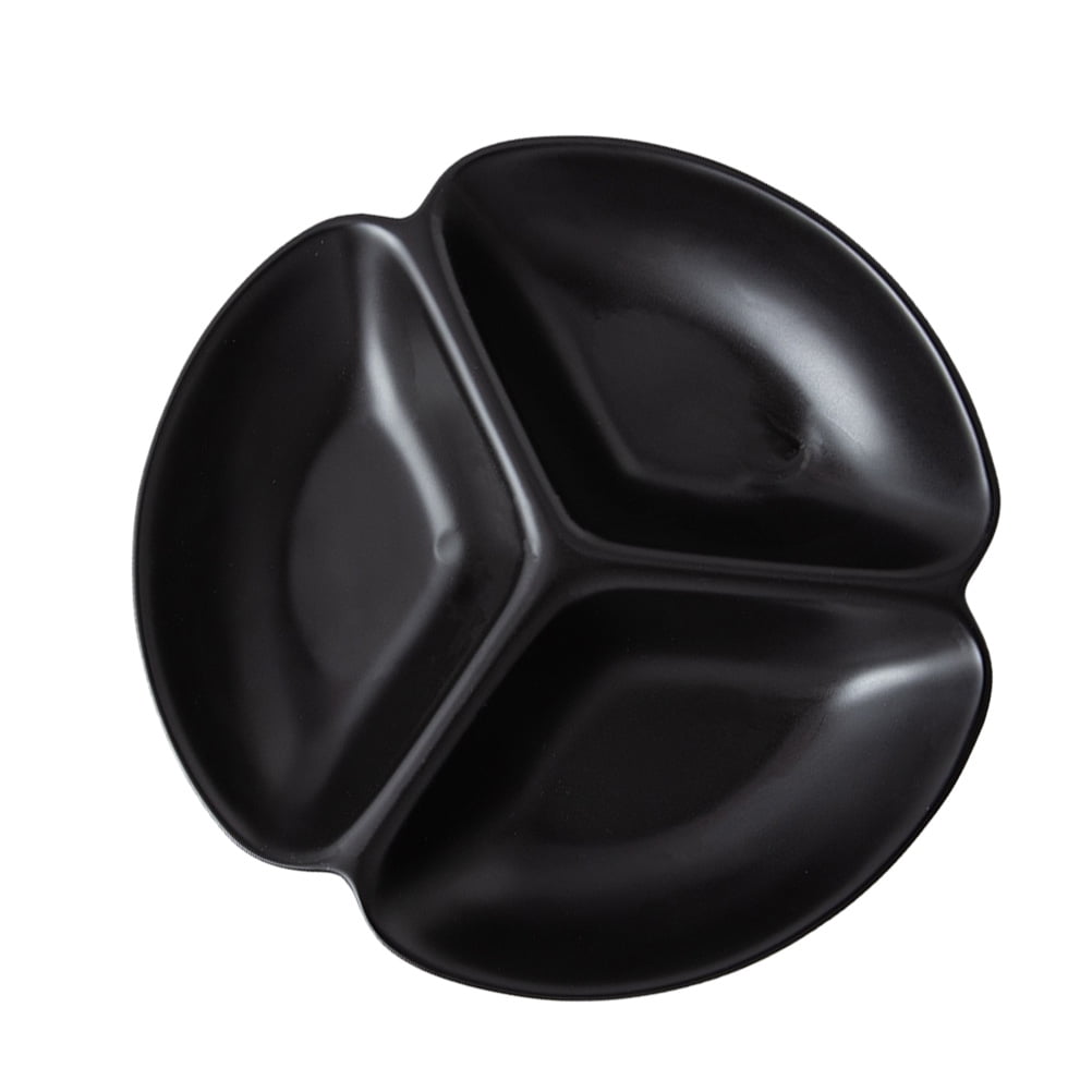 MEIBUTYUP Premium Black Ceramic Fruit Divided Plate Multifunctional ...