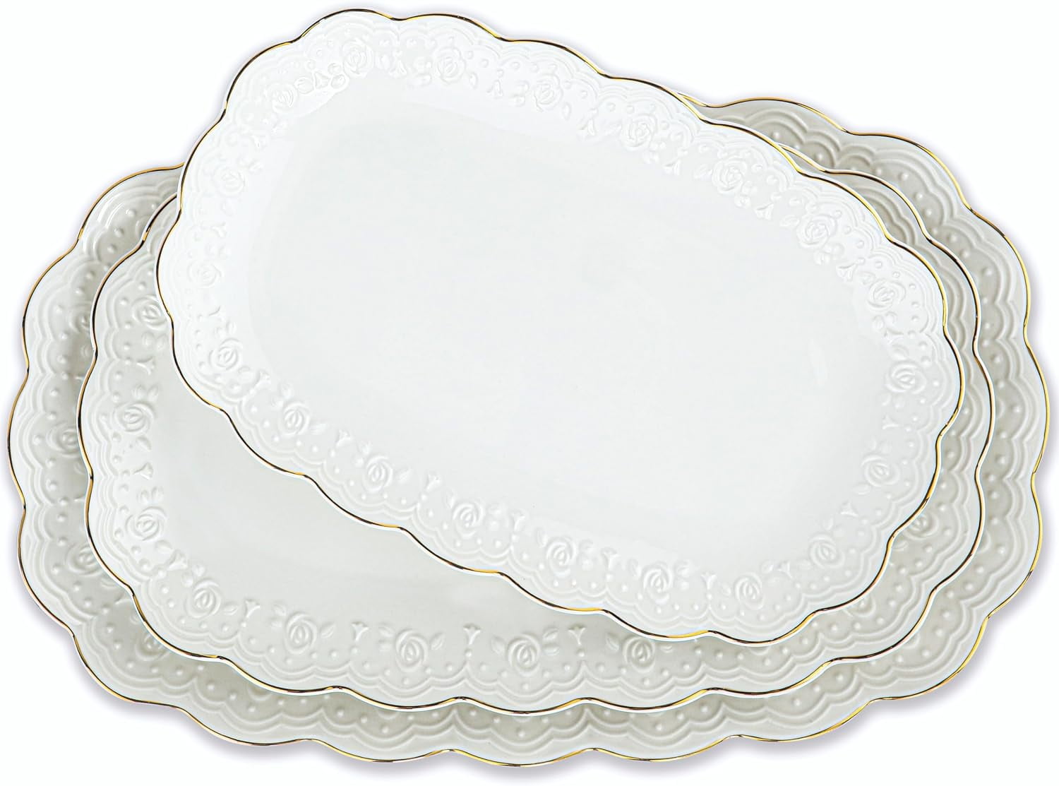 Ceramic Serving Platter Set | 16/14/12 Oval Serving Trays for Parties ...