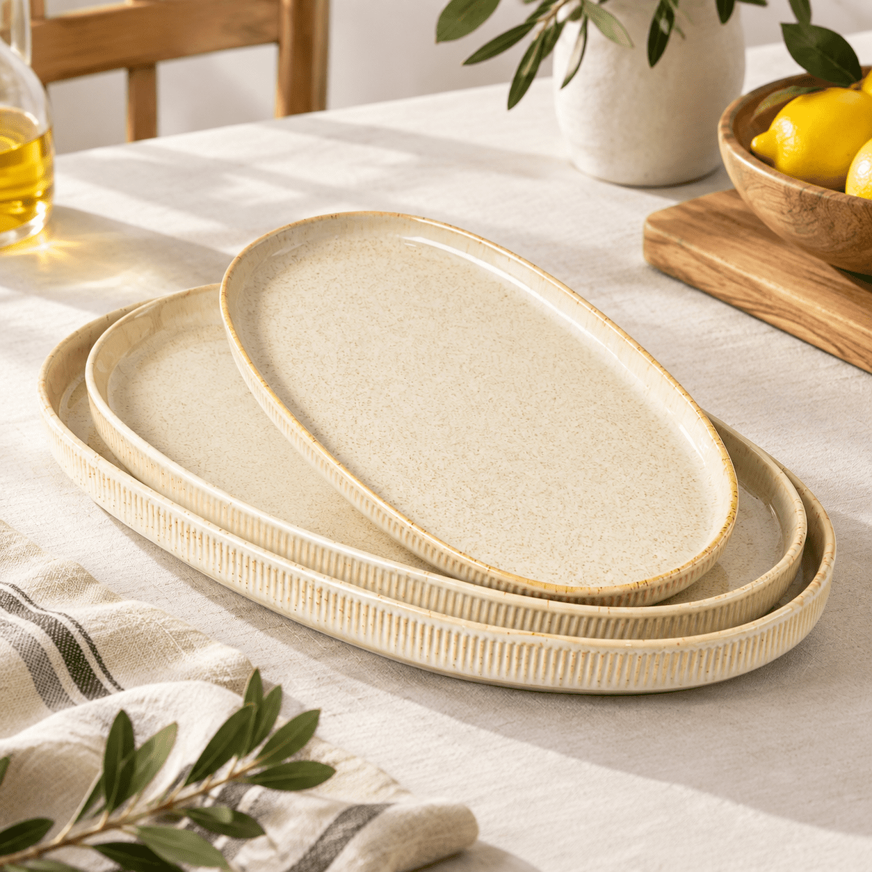 Ceramic Serving Platter Set Of 3 Oval Plates And Dishes - Walmart.com