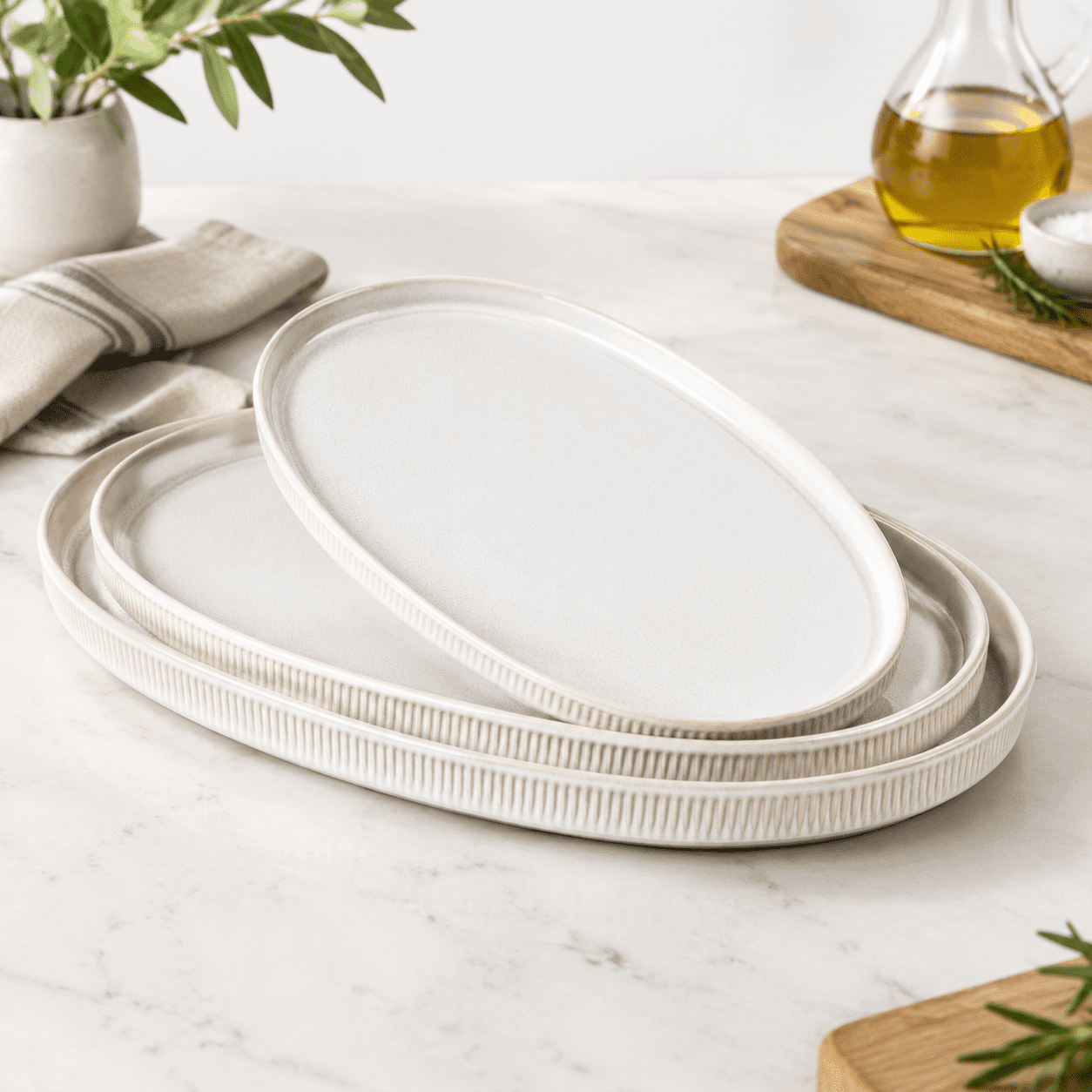 Ceramic Serving Platter Set Of 3 Oval Plates And Dishes - Walmart.com