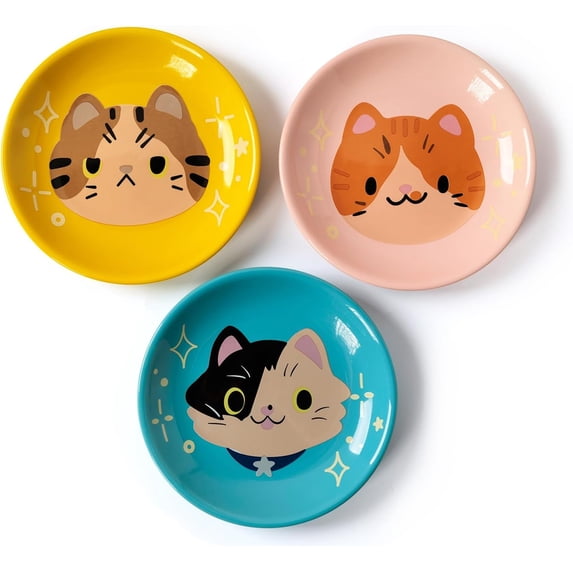 Ceramic Shallow Cat Dish 6 inch, Whisker Fatigue Free Cat Food Bowls ...