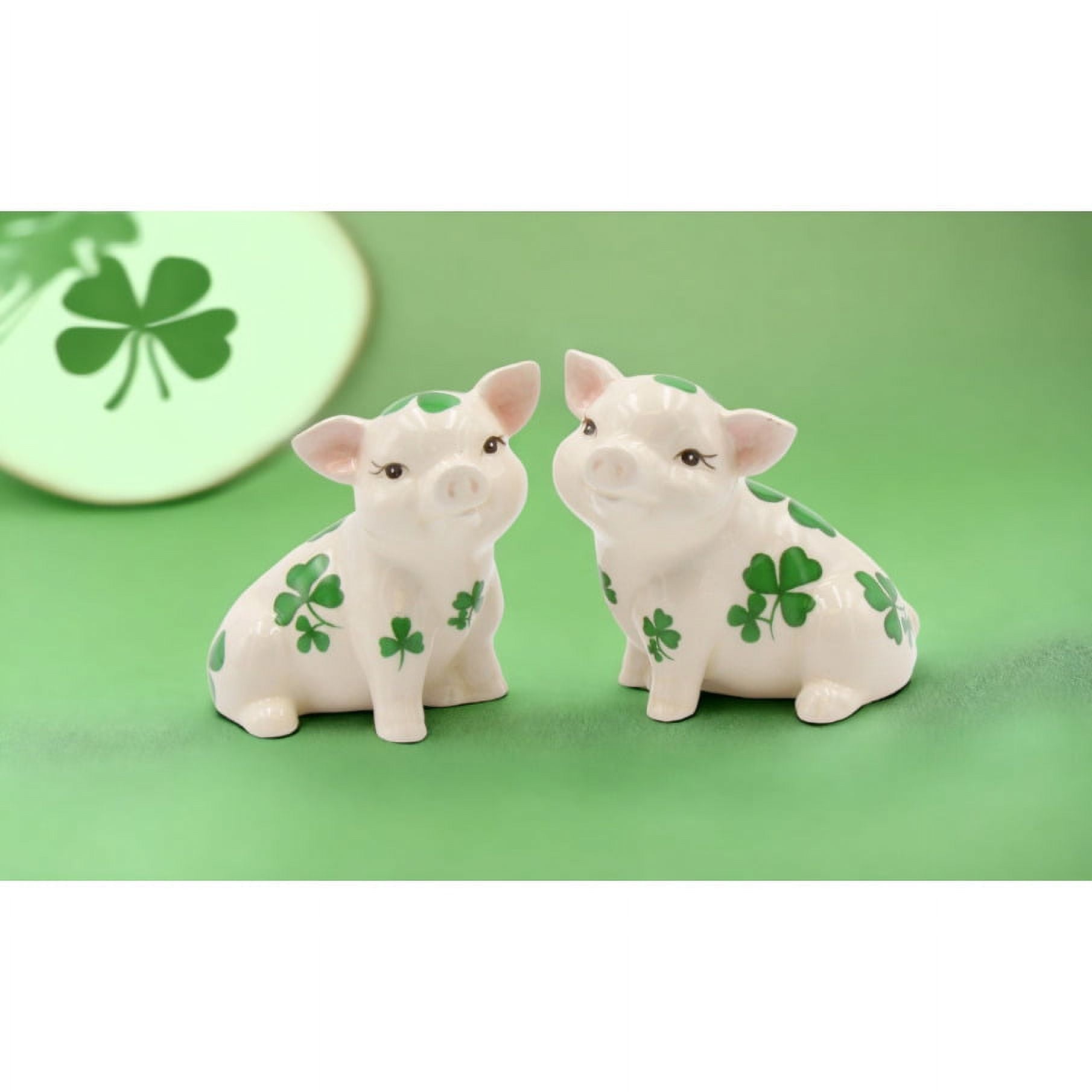 Ceramic Shamrock Pig Salt and Pepper Shakers 3.5 Inch St. Patricks Day ...