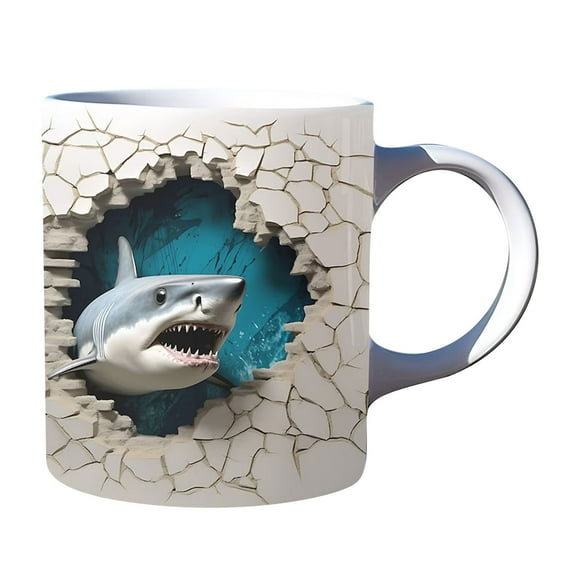 Ceramic Shark Mug, Yrmaups 3D Shark Design Ceramic Mug, Marine Theme ...