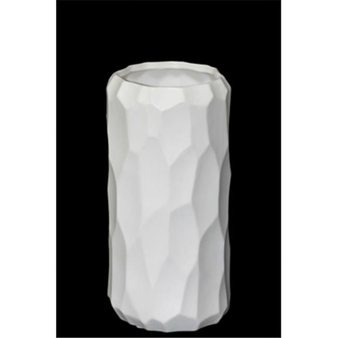 Ceramic Short Wide Cylindrical Vase with Embossed Irregular Pattern ...