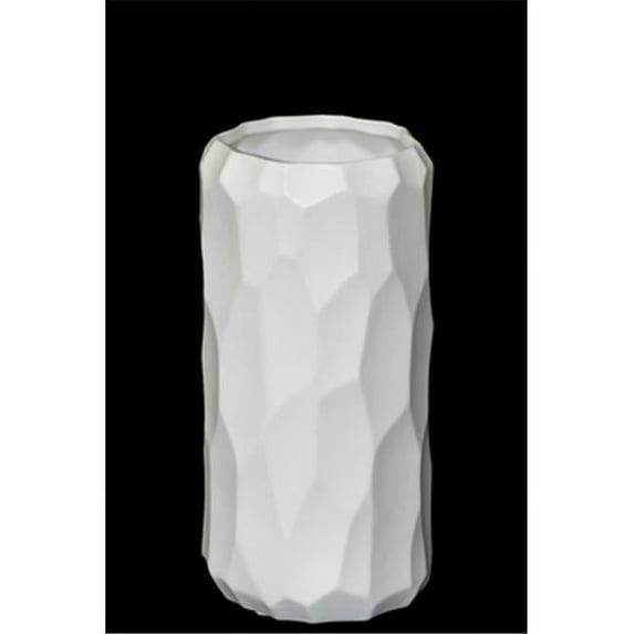 Ceramic Short Wide Cylindrical Vase with Embossed Irregular Pattern ...