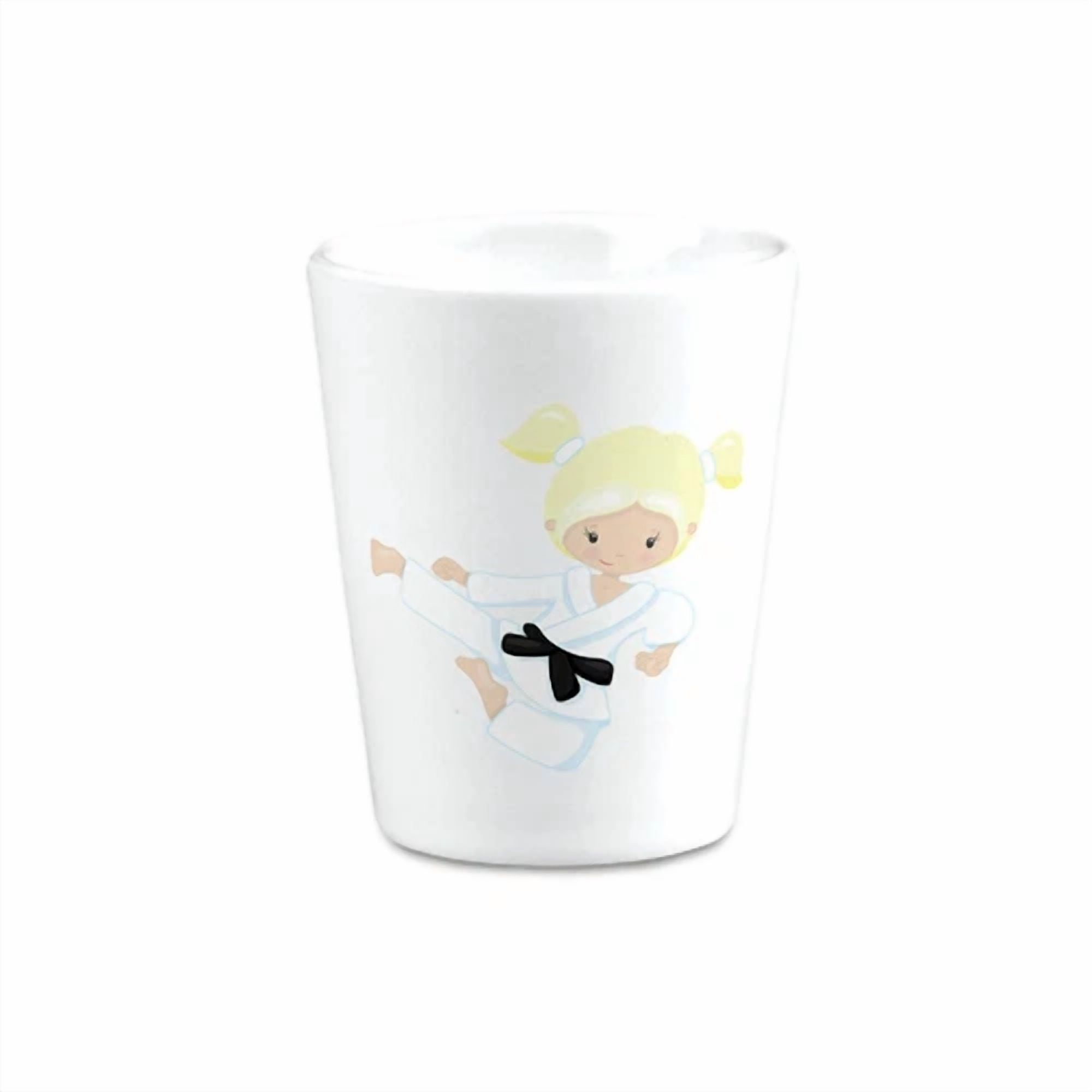 Ceramic Shot Glasses Karate Girl Pose 2 Blonde Sports Karate & Mma ...