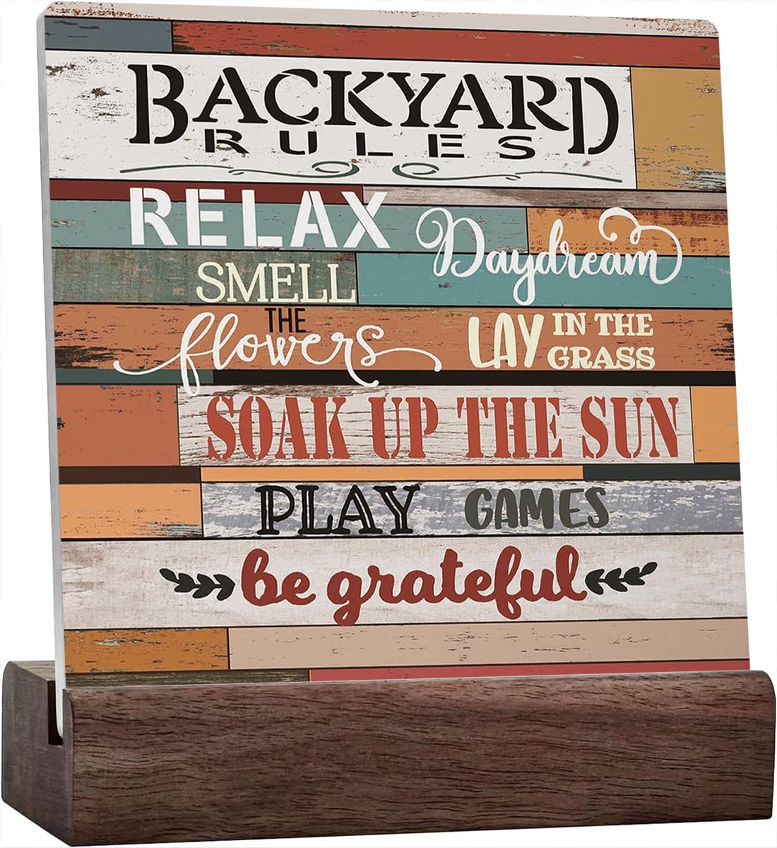 Ceramic Sign 4x4 Inch Backyard Rules Ceramic Sign Decor Gifts For ...