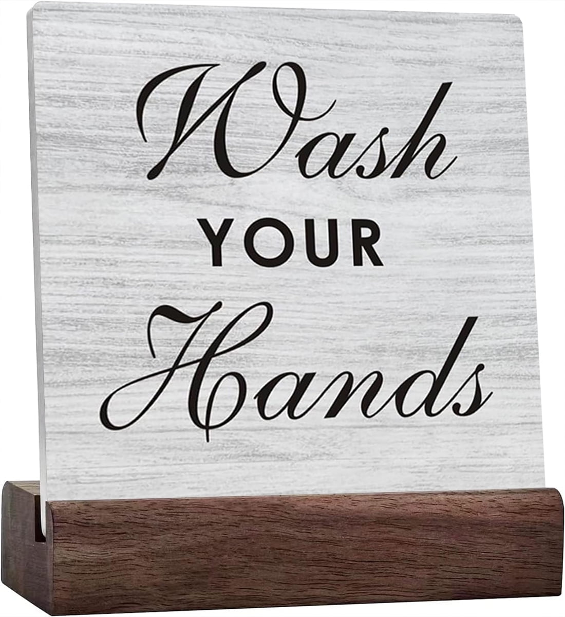 Ceramic Sign 4x4 Inch Bathroom Notice Plaque Sign with Wood Stand With ...