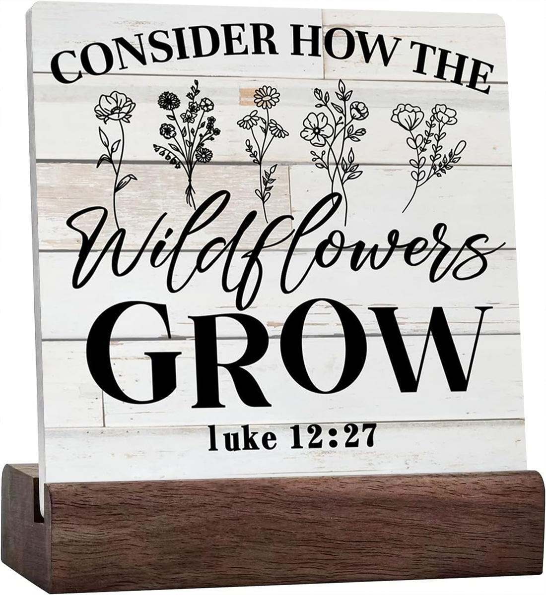 Ceramic Sign 4x4 Inch Bible Verse Plaque Sign with Wood Stand Consider ...