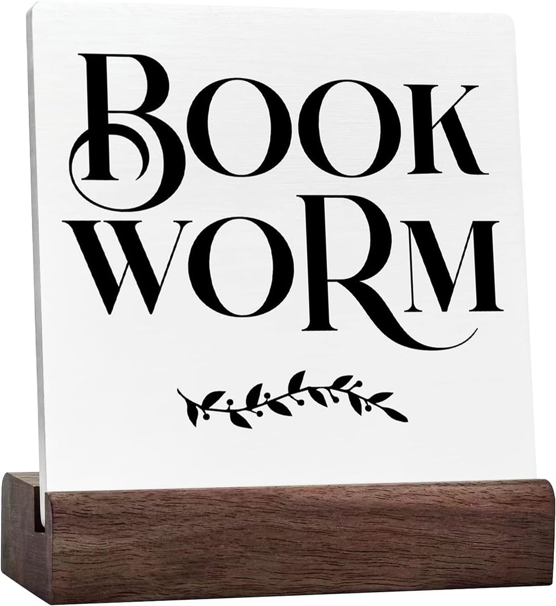 Ceramic Sign 4x4 Inch Book Lover Desk Decor Plaque Sign with Wood Stand Book Worm Book Worm Nerd ...