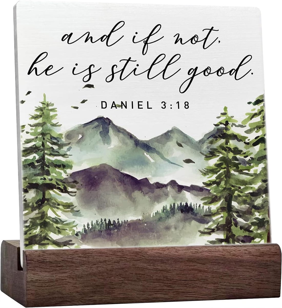 Ceramic Sign 4x4 Inch Christian Desk Plaque Sign with Wood Stand Decor ...