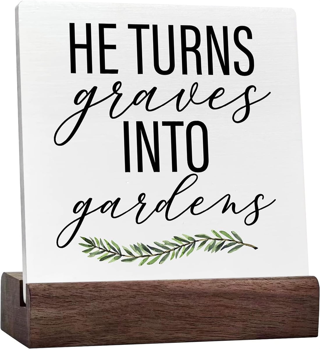 Ceramic Sign 4x4 Inch Christian Desk Plaque Sign with Wood Stand Decor ...