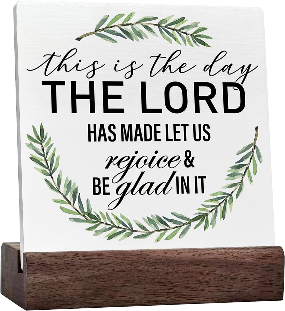 Ceramic Sign 4x4 Inch Christian Desk Plaque Sign with Wood Stand Decor ...