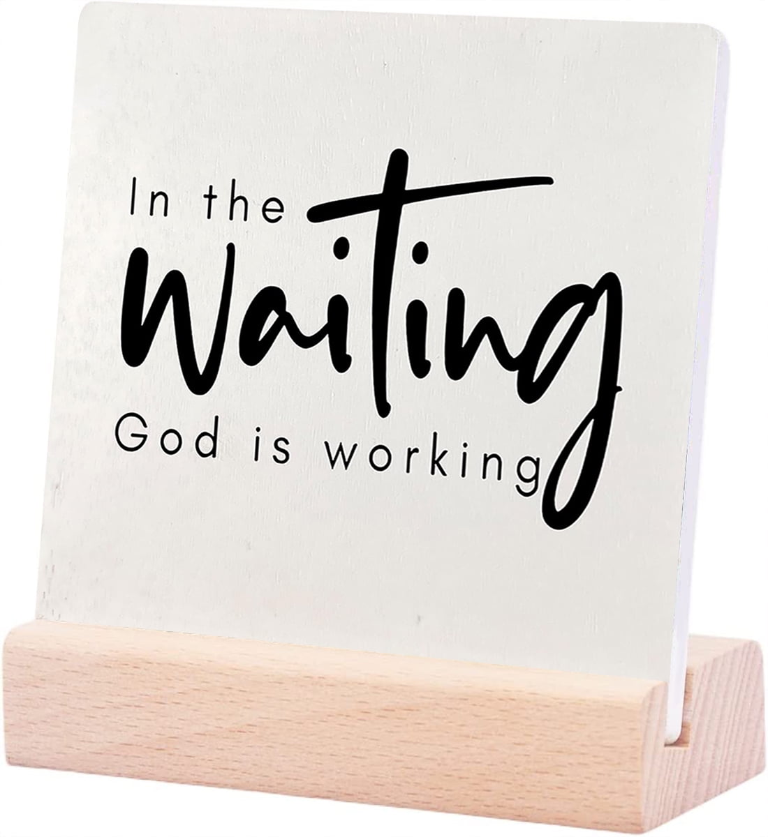 Ceramic Sign 4x4 Inch Christian In The Waiting God Is Working Ceramic ...