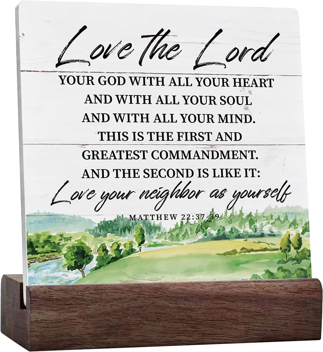 Ceramic Sign 4x4 Inch Christian Wood Signs Bible Verse Matthew 2237 39 ...