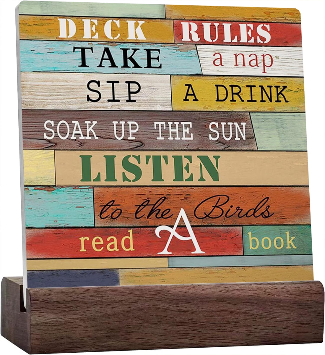 Ceramic Sign 4x4 Inch Deck Rules Ceramic Sign Decor Outdoor Deck Gifts ...