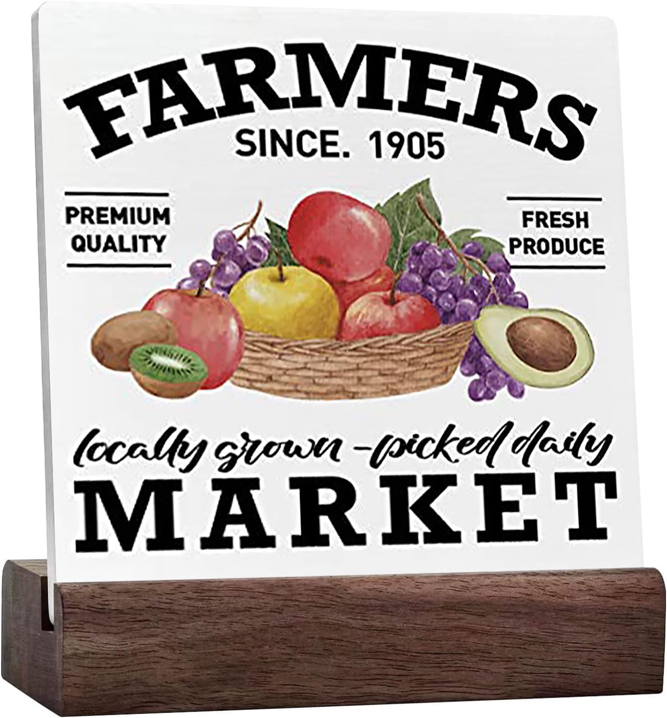 Ceramic Sign 4x4 Inch Farmers Market Locally Grown Farmhouse Kitchen ...