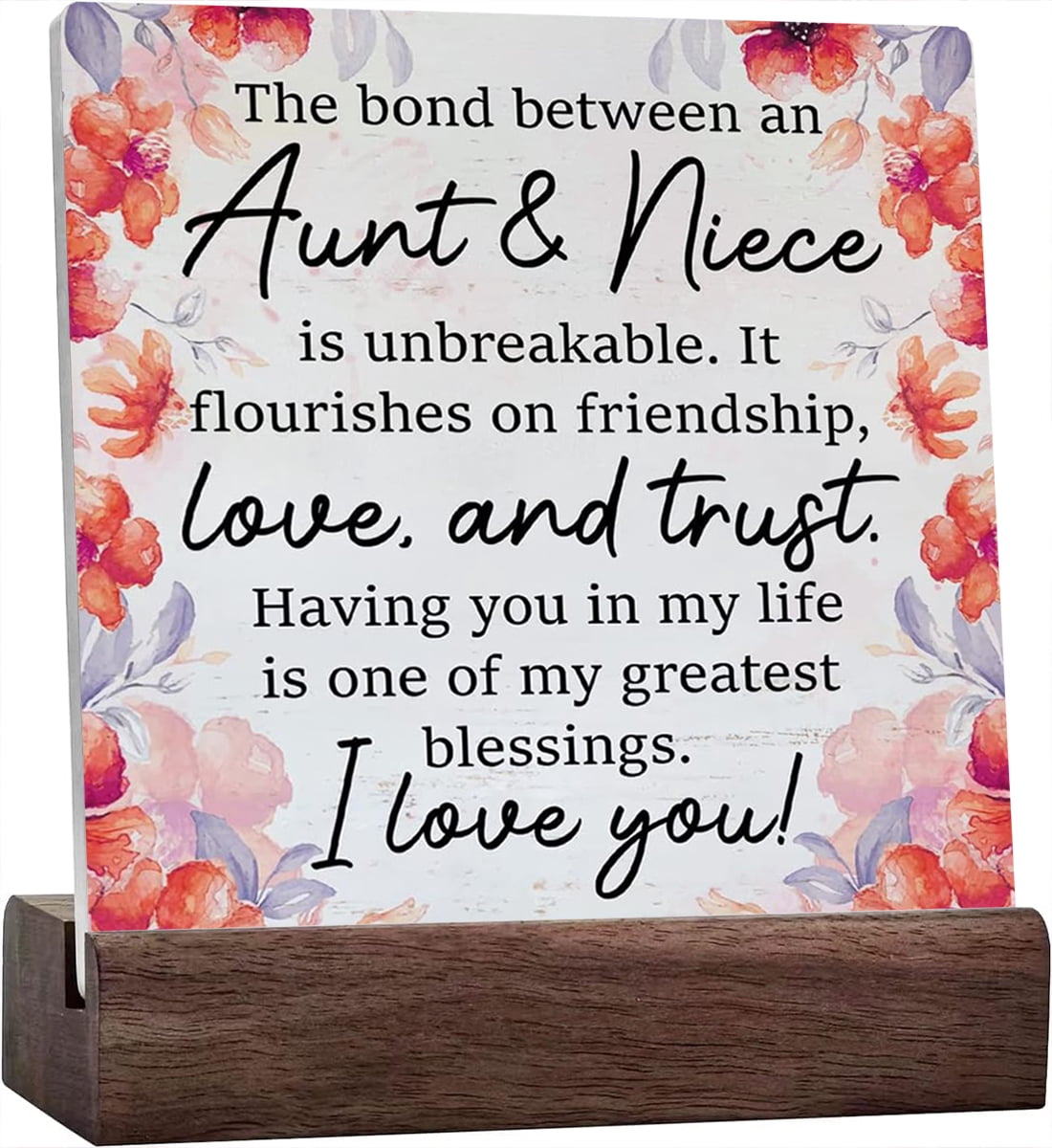 Ceramic Sign 4x4 Inch Farmhouse Aunt And Niece Plaque Sign with Wood ...
