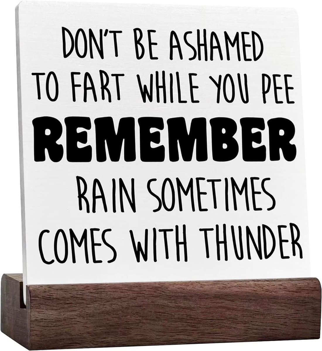 Ceramic Sign 4x4 Inch Farmhouse Bathroom Plaque Sign with Wood Stand ...