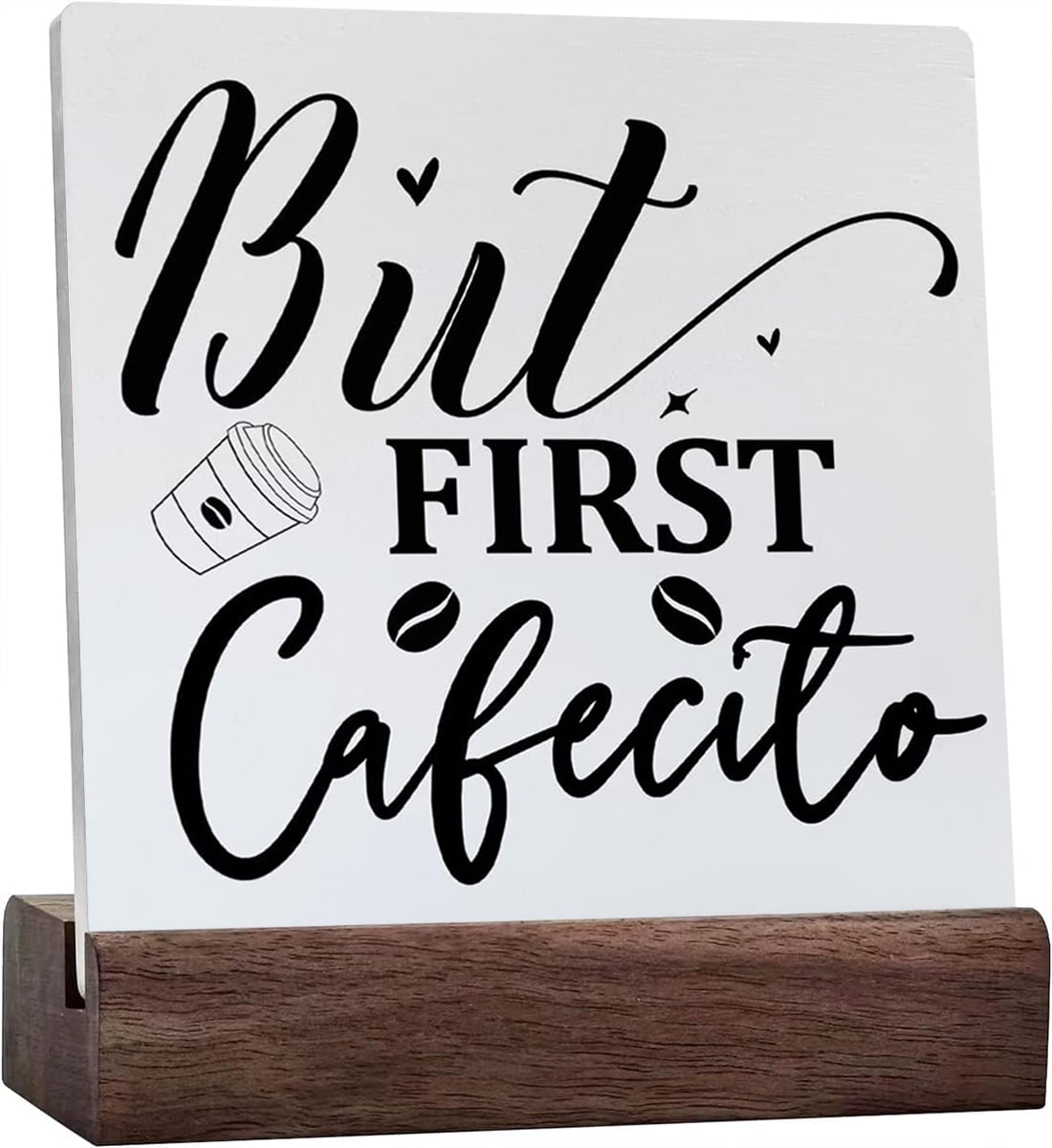 Ceramic Sign 4x4 Inch Farmhouse Coffee Plaque Sign with Wood Stand ...