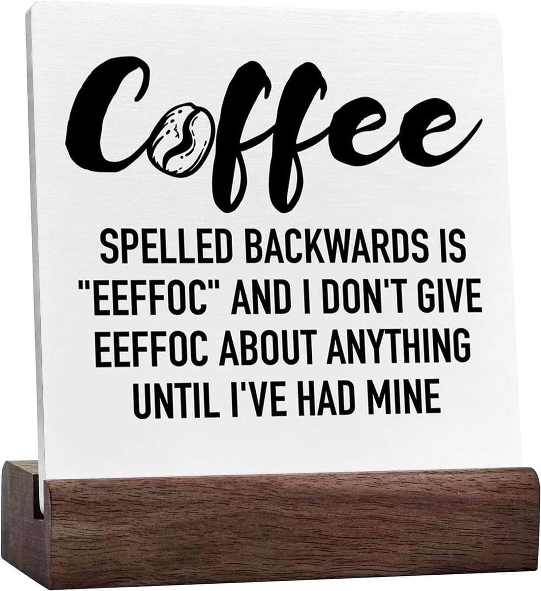 Ceramic Sign 4x4 Inch Farmhouse Coffee Plaque Sign with Wood Stand ...