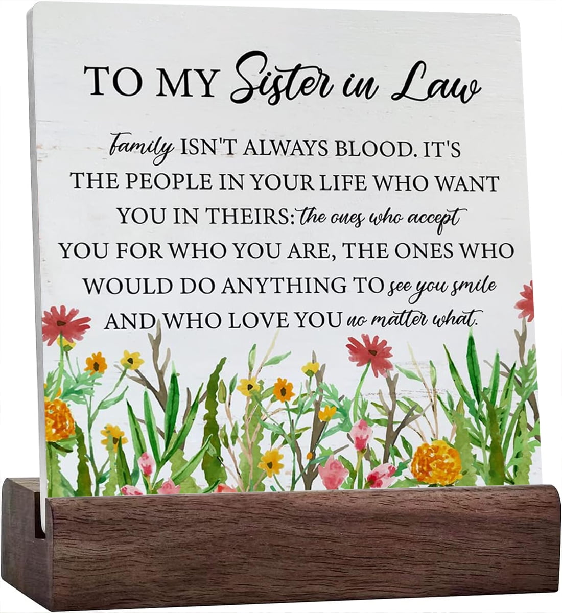 Ceramic Sign 4x4 Inch Farmhouse Floral Sister In Law Plaque Sign with ...