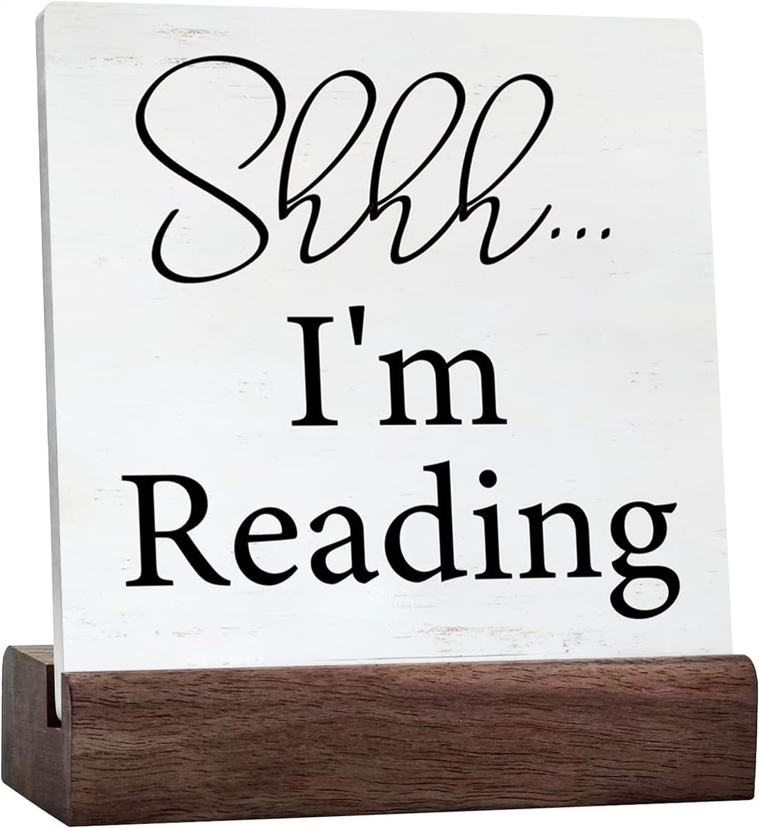 Ceramic Sign 4x4 Inch Farmhouse I'M Reading Plaque Sign with Wood Stand ...