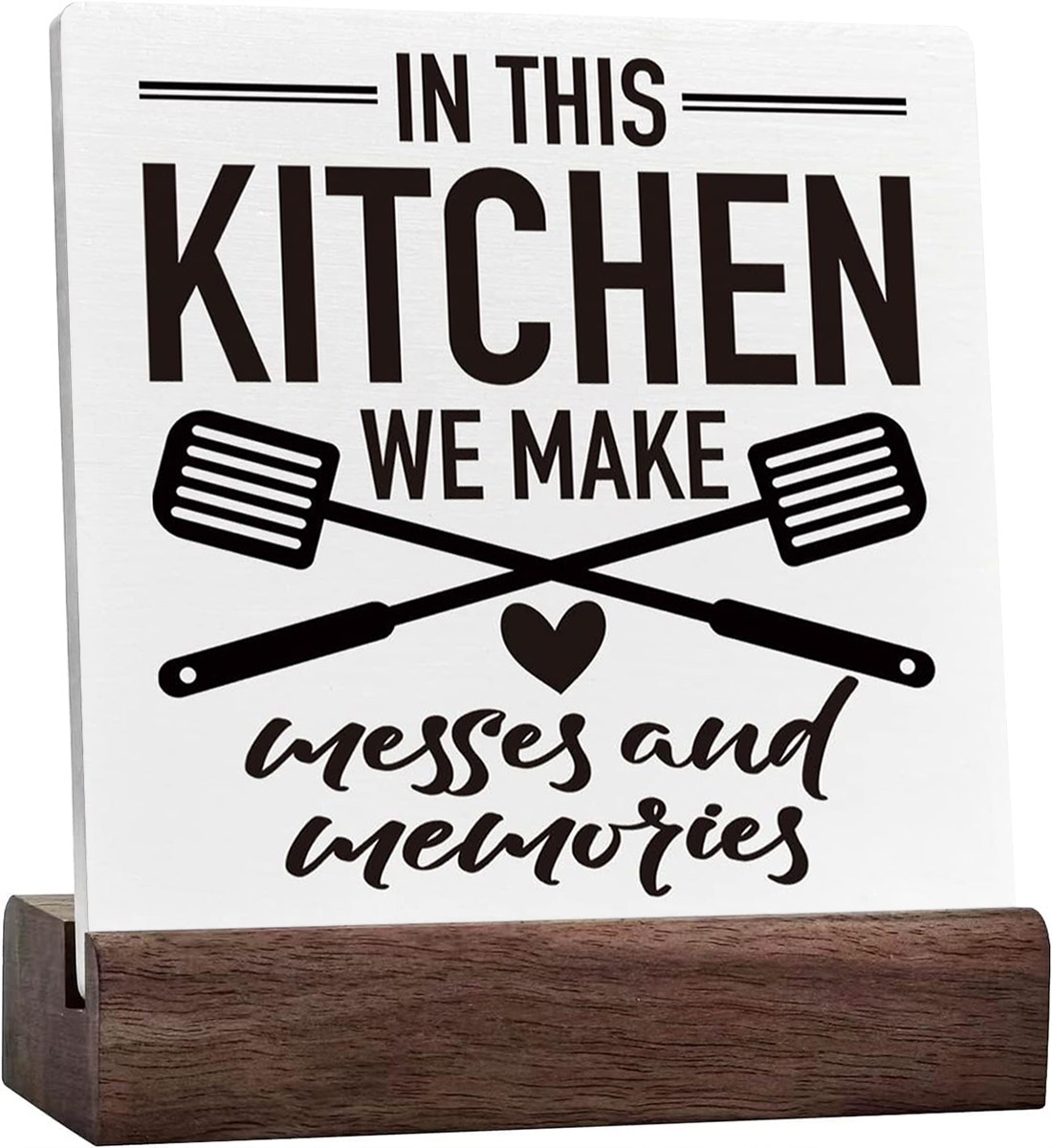 Ceramic Sign 4x4 Inch Farmhouse Kitchen Plaque Sign with Wood Stand We ...