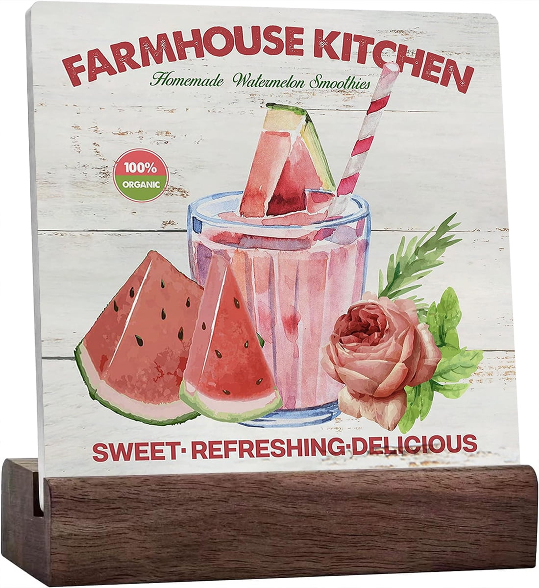 Ceramic Sign 4x4 Inch Farmhouse Kitchen Watermelon Plaque Sign with ...