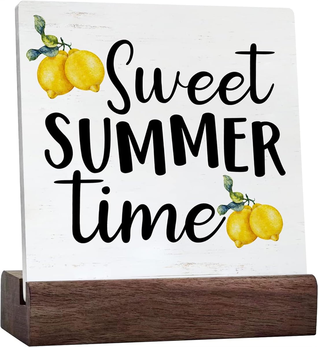 Ceramic Sign 4x4 Inch Farmhouse Sweet Summer Time Plaque Sign with Wood ...