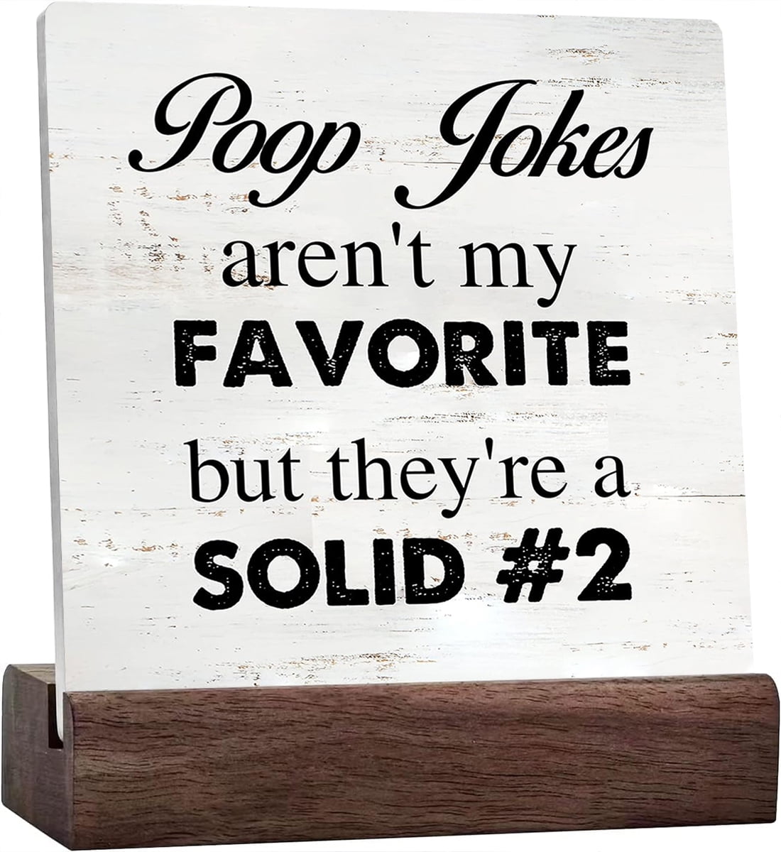 Ceramic Sign 4x4 Inch Funny Bathroom Plaque Sign with Wood Stand Desk ...