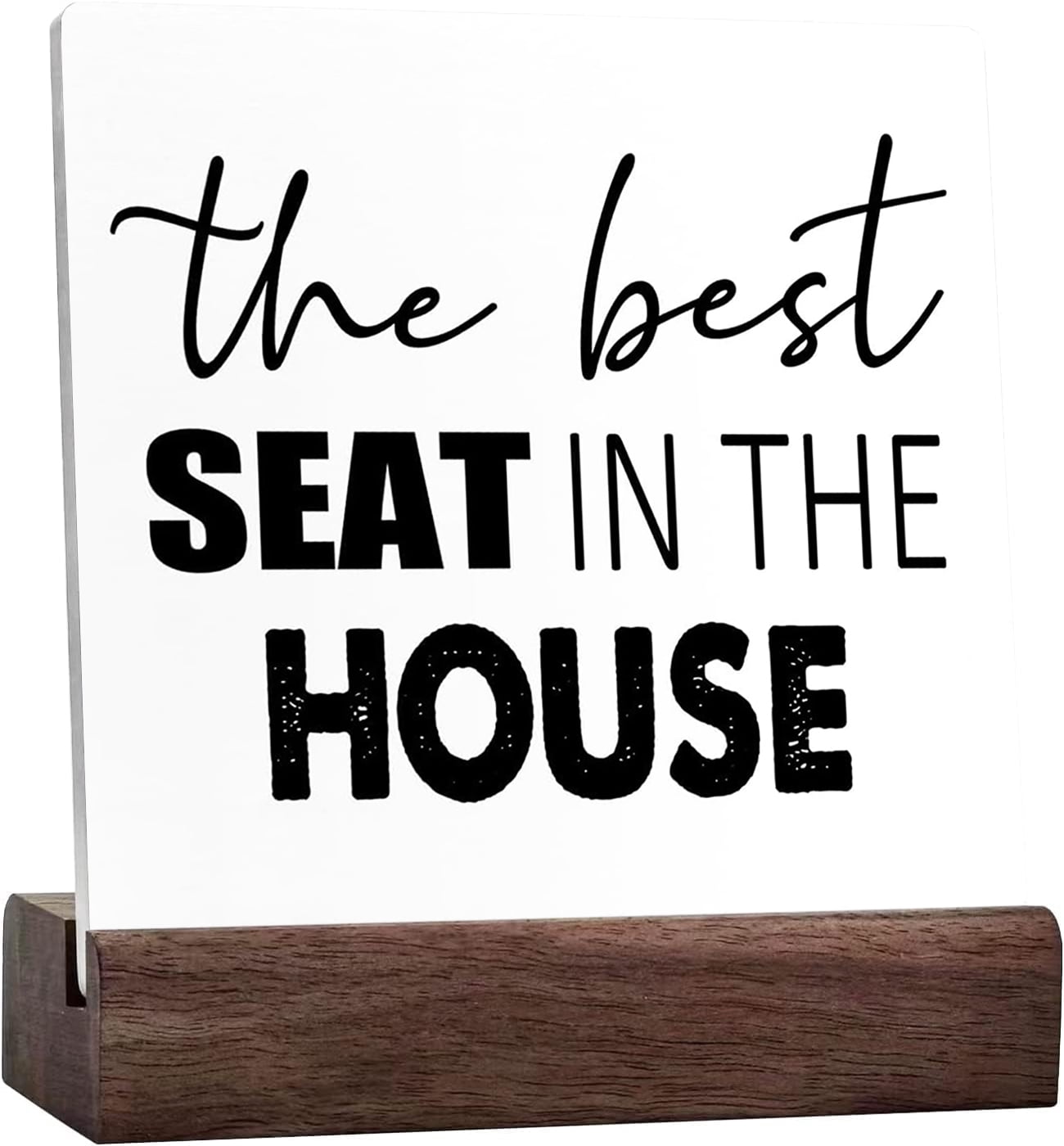 Ceramic Sign 4x4 Inch Funny Bathroom Plaque Sign with Wood Stand The ...