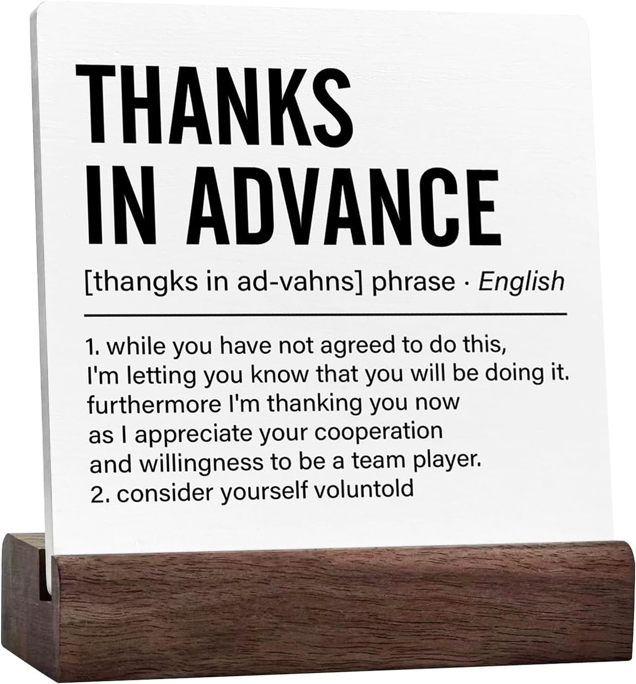 Ceramic Sign 4x4 Inch Funny Office Desk Wooden Sign Decor Thanks In ...