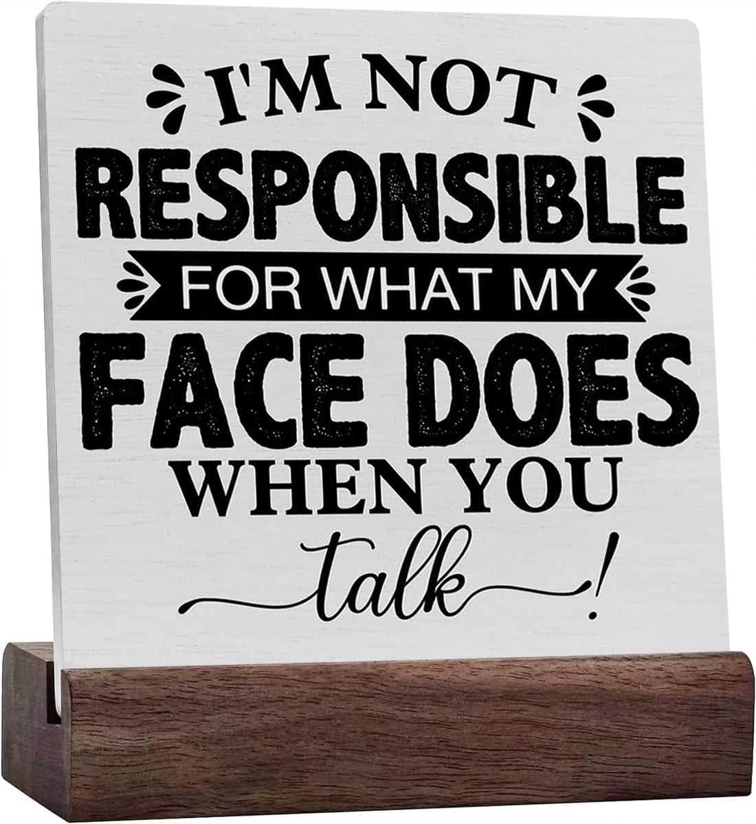 Ceramic Sign 4x4 Inch Funny Office Plaque Sign with Wood Stand Desk ...