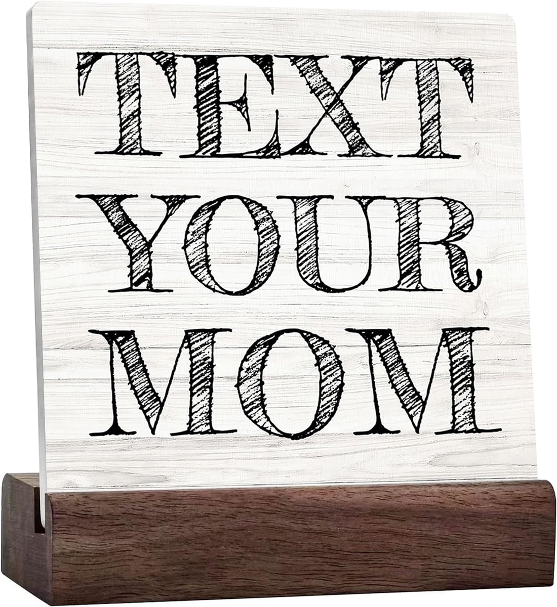 Ceramic Sign 4x4 Inch Funny Text Your Mom Plaque Sign with Wood Stand ...