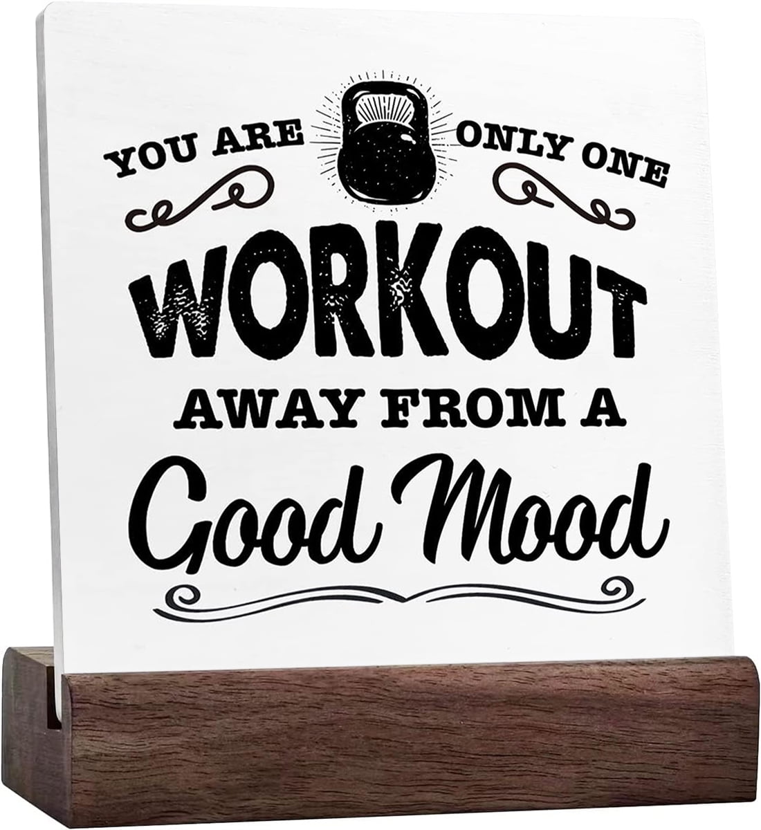 Ceramic Sign 4x4 Inch Funny Workout Signs Motivation Gym Signs Gym Wood ...