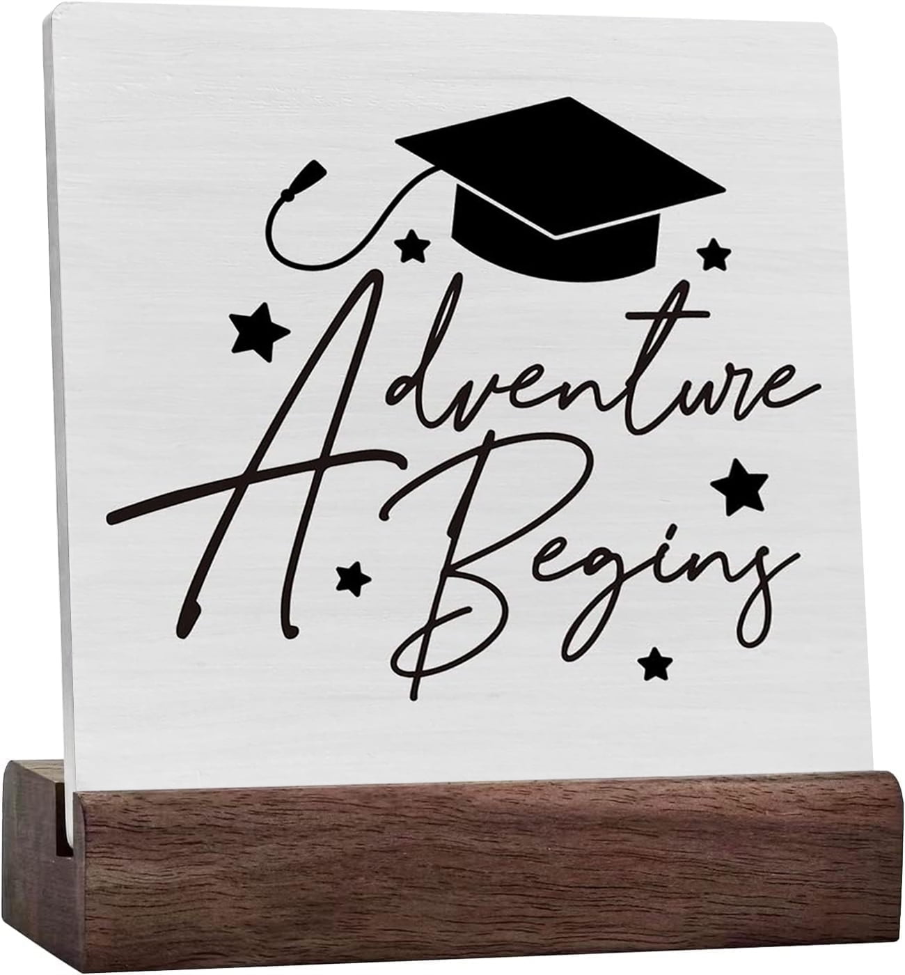 Ceramic Sign 4x4 Inch Graduation Quote Desk Sign Decor Adventure Begins ...