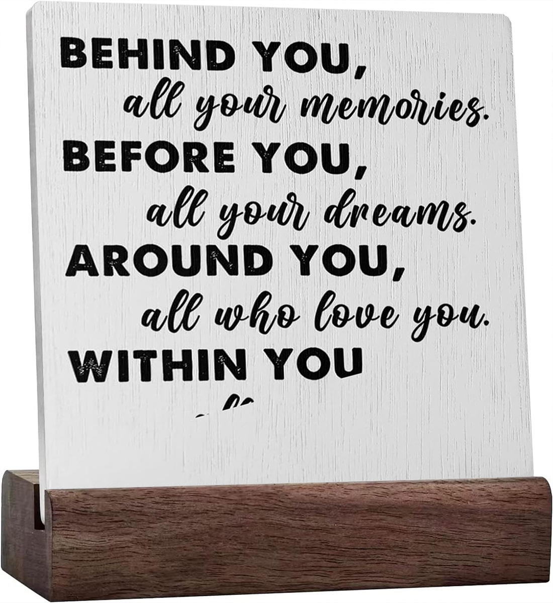 Ceramic Sign 4x4 Inch Graduation Quote Plaque Sign with Wood Stand Desk Table Sign Positive ...