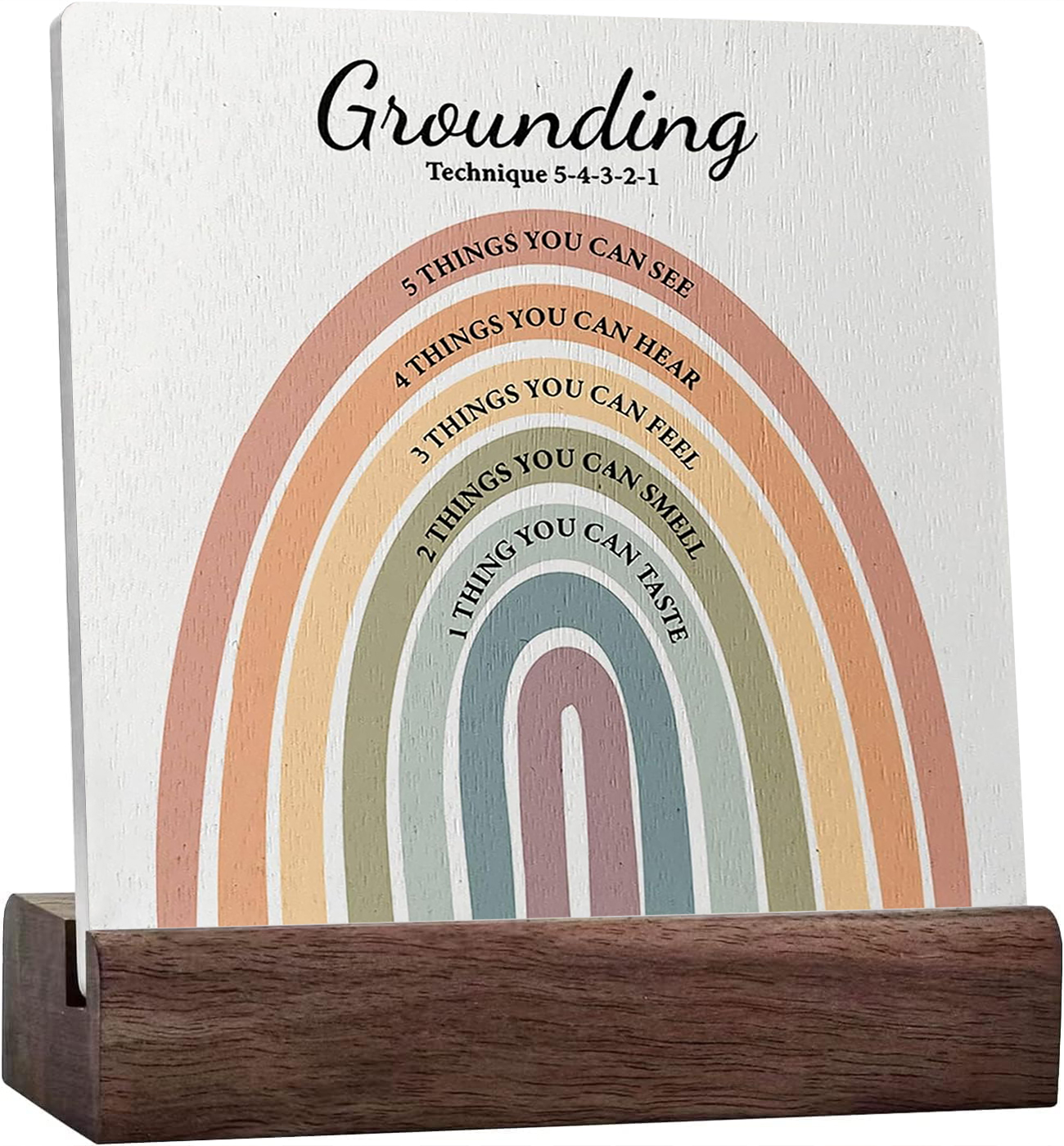 Ceramic Sign 4x4 Inch Grounding Techniques Mental Health Boho Rainbow ...