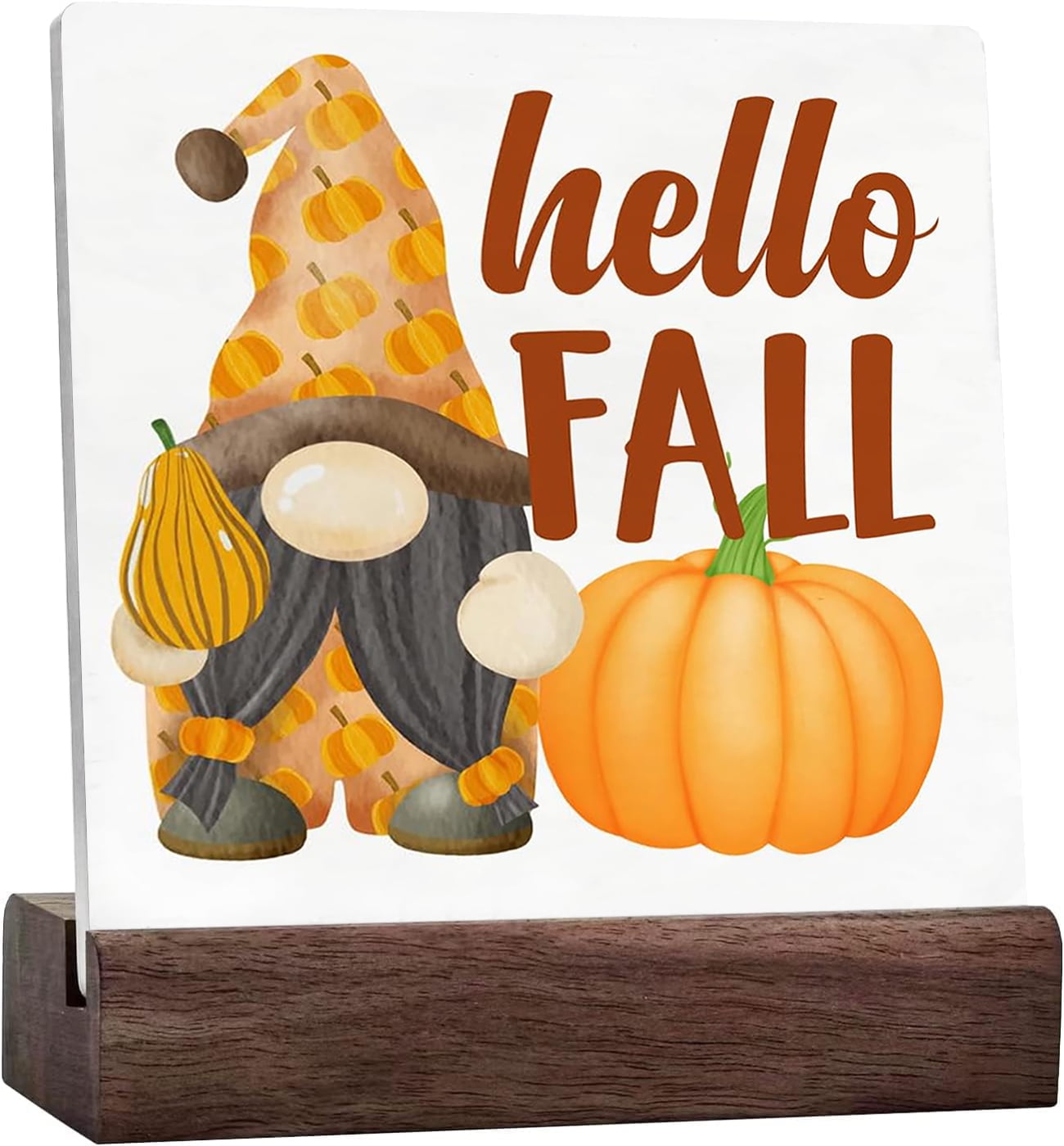 Ceramic Sign 4x4 Inch Hello Fall Wooden Sign Decor Rustic Farmhouse ...