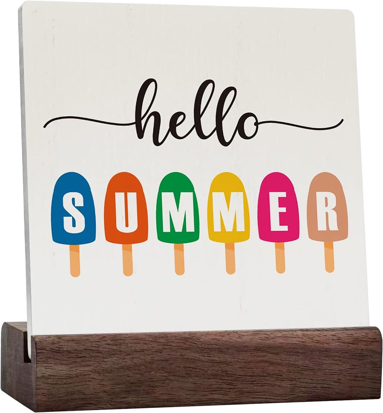 Ceramic Sign 4x4 Inch Hello Summer Popsicles Rustic Summer Decorative ...