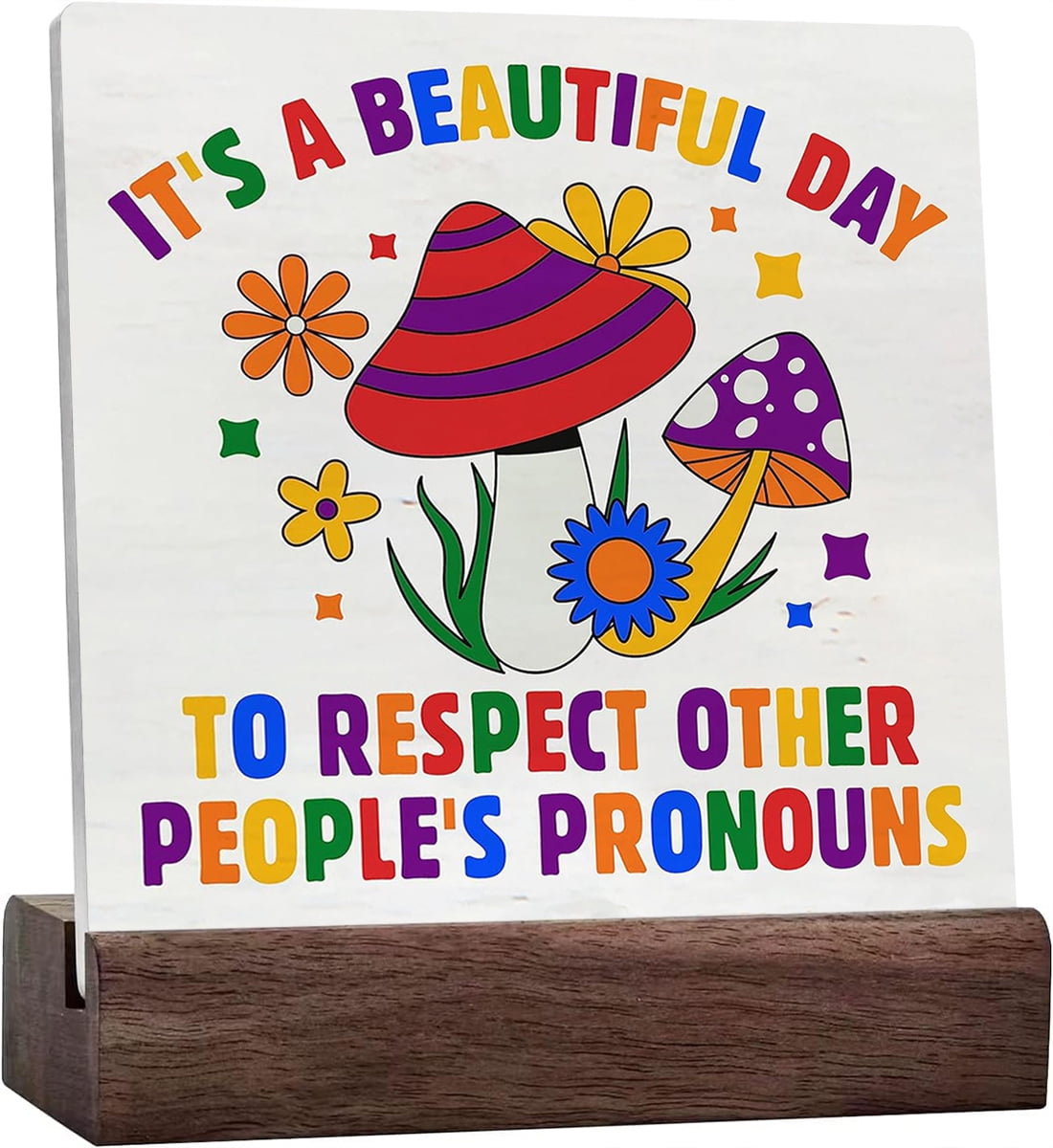 Ceramic Sign 4x4 Inch Human Rights Plaque Sign with Wood Stand Desk ...