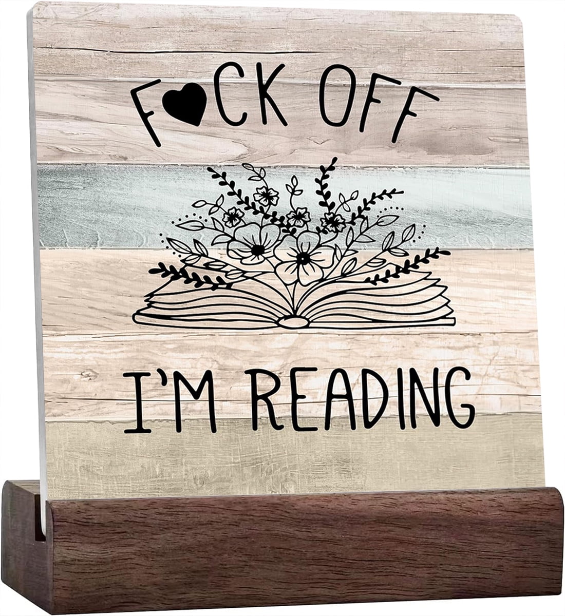 Ceramic Sign 4x4 Inch I'M Reading Minimalist Floral Book Plaque Sign ...